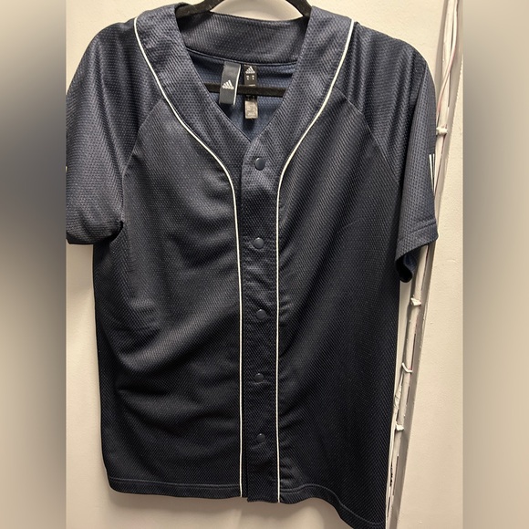adidas | Shirts | Adidas Mens Navy Blue Baseball Shirt | Poshmark